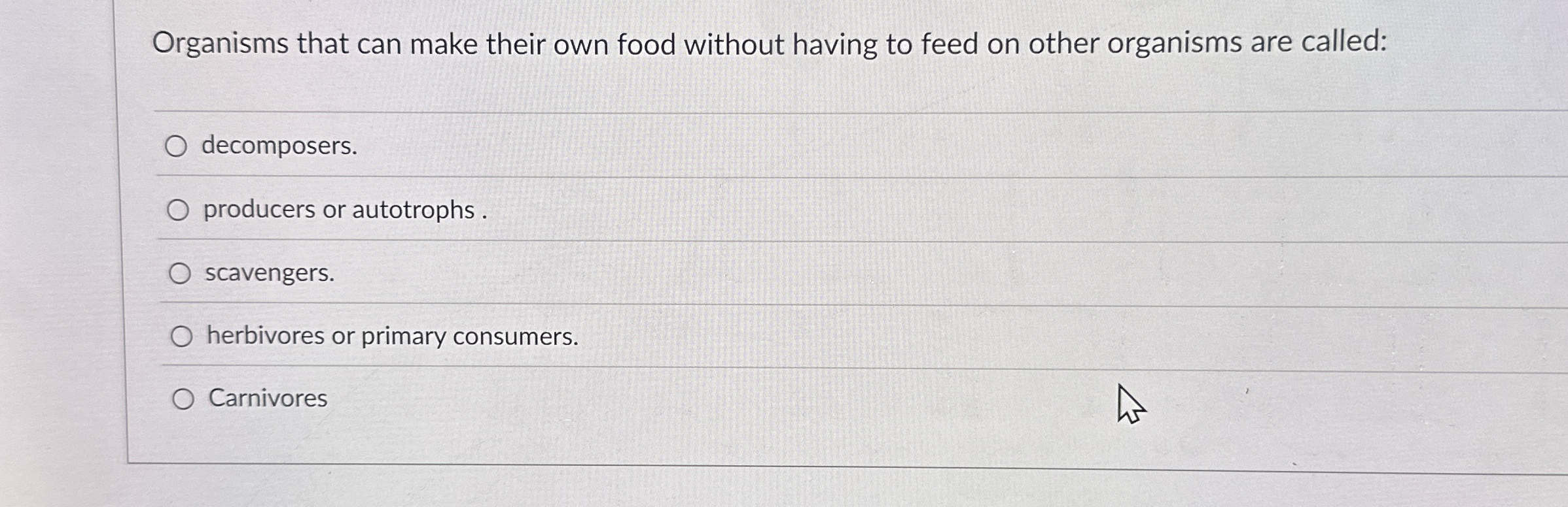 Solved Organisms that can make their own food without having | Chegg.com
