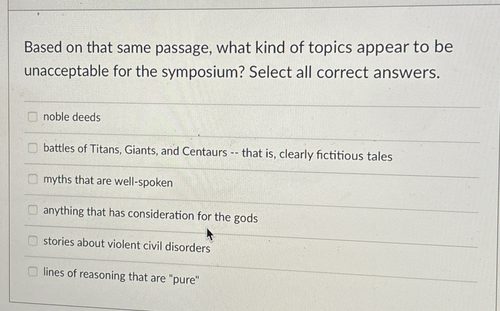 Solved Based on that same passage, what kind of topics | Chegg.com