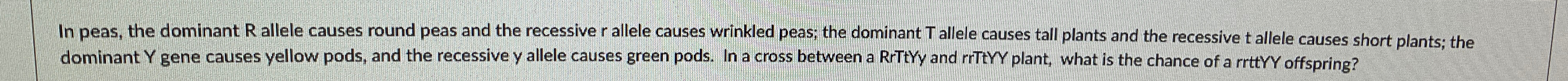 Solved In peas, the dominant R ﻿allele causes round peas and | Chegg.com