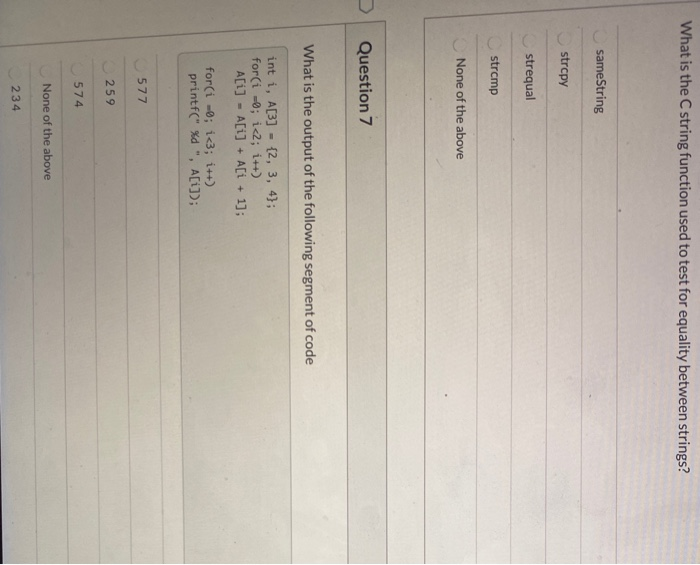 Solved What is the C string function used to test for | Chegg.com