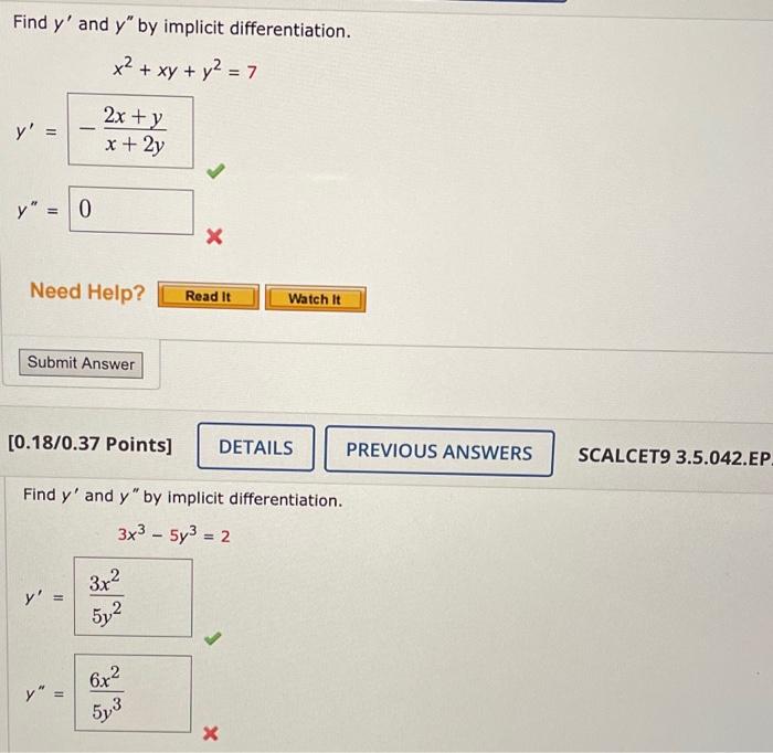 Solved Find y′ and y′′ by implicit differentiation. | Chegg.com