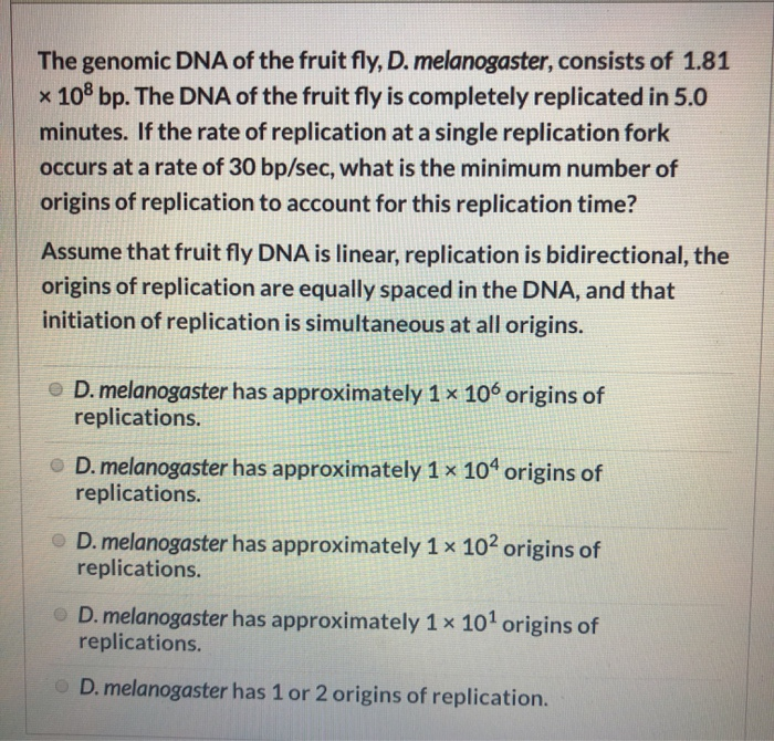 Solved The genomic DNA of the fruit fly, D. melanogaster, | Chegg.com