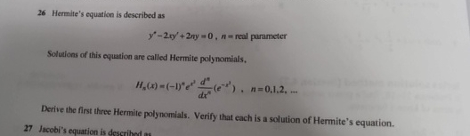 Solved 26 ﻿Hermite's equation is described | Chegg.com