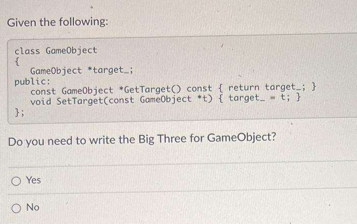 Solved Given the following: class GameObject { GameObject | Chegg.com