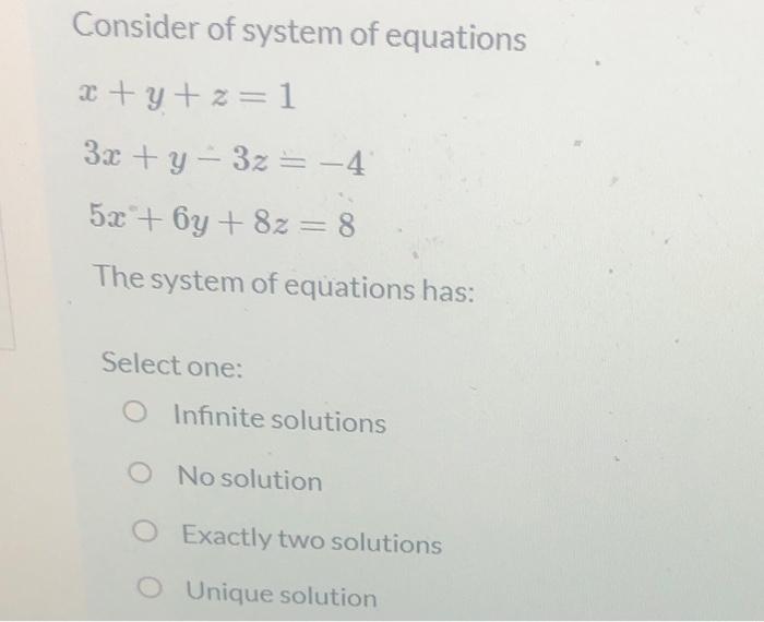 Solved Consider of system of equations | Chegg.com
