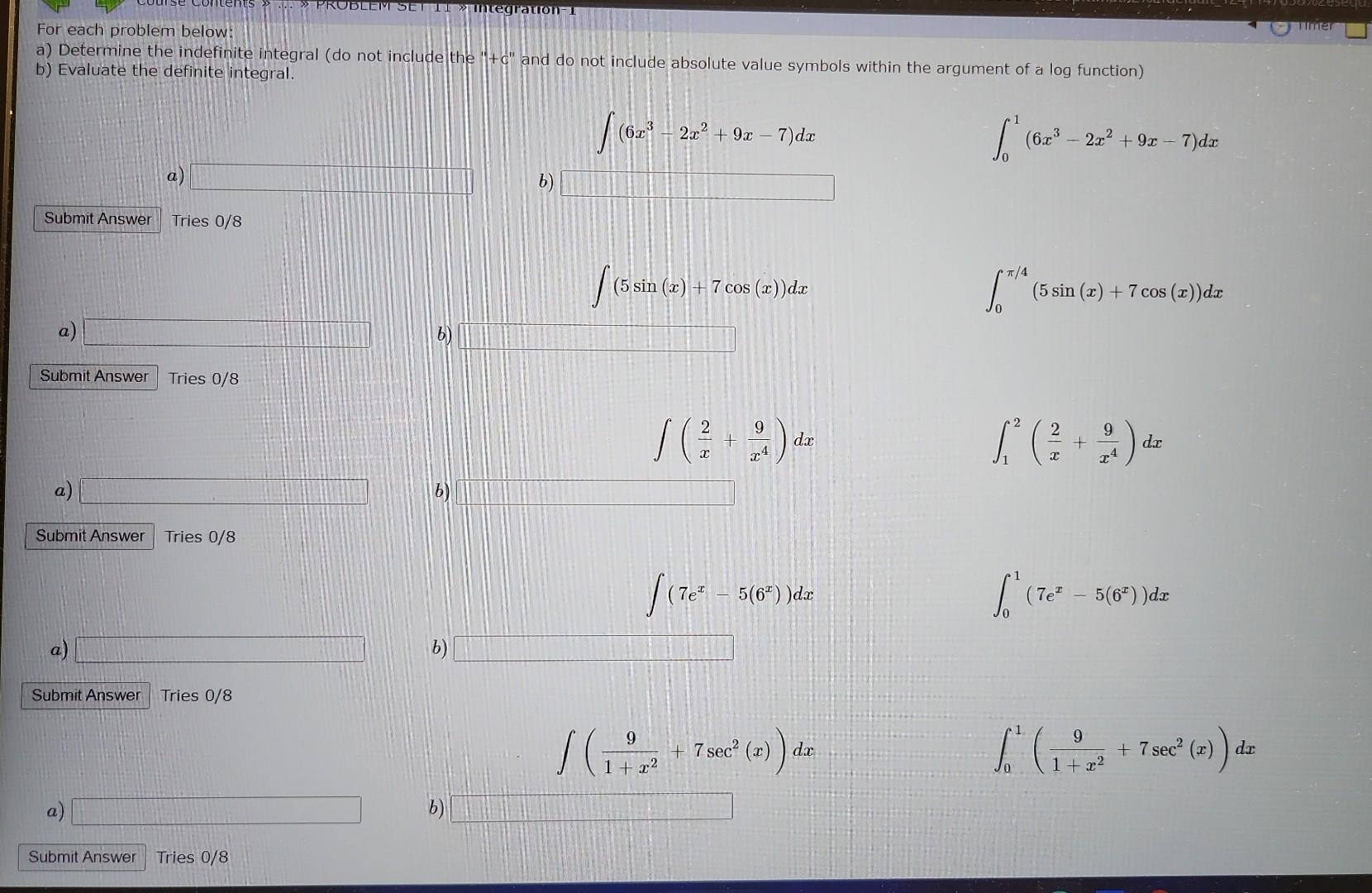 Solved For each problem below: a) Determine the indefinite | Chegg.com