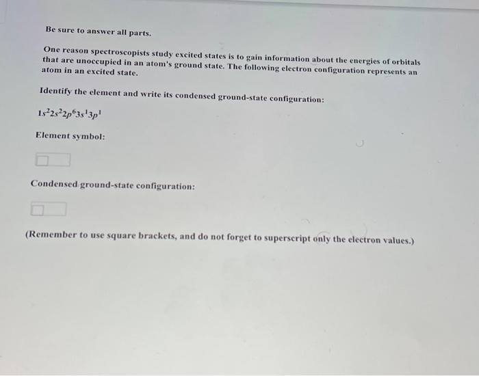 Solved Be sure to answer all parts. One reason | Chegg.com
