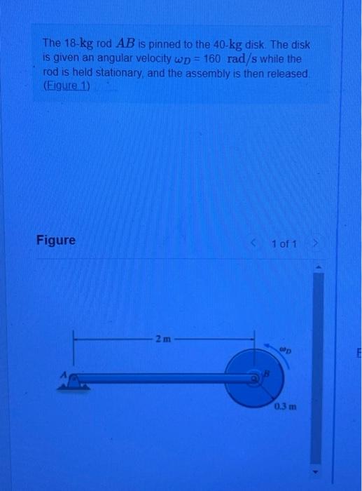 Solved The 18−kg rod AB is pinned to the 40−kg disk. The | Chegg.com