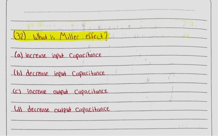 Solved (32) What is Miller effect? (a) increase input | Chegg.com