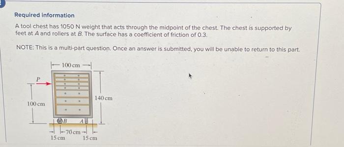 Solved Required information A tool chest has 1050 N weight | Chegg.com
