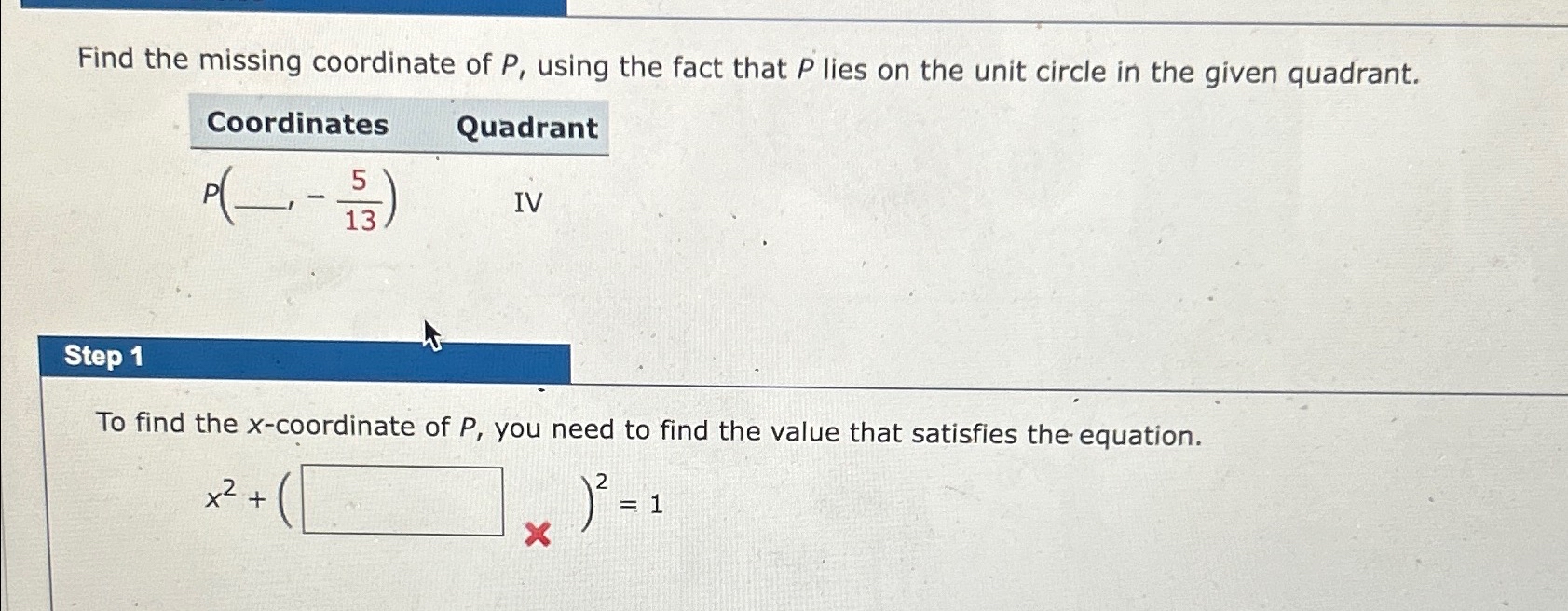 Solved Find the missing coordinate of P, ﻿using the fact | Chegg.com