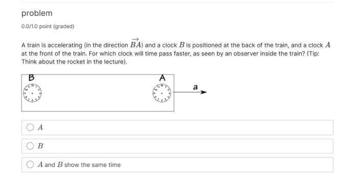 Solved A train is accelerating (in the direction BA ) and a | Chegg.com