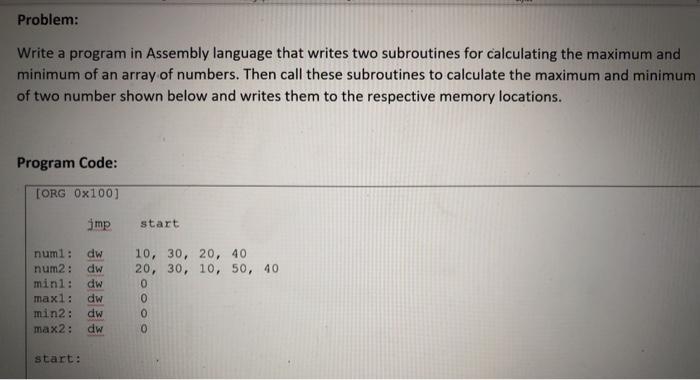 Solved Problem Write A Program In Assembly Language That 
