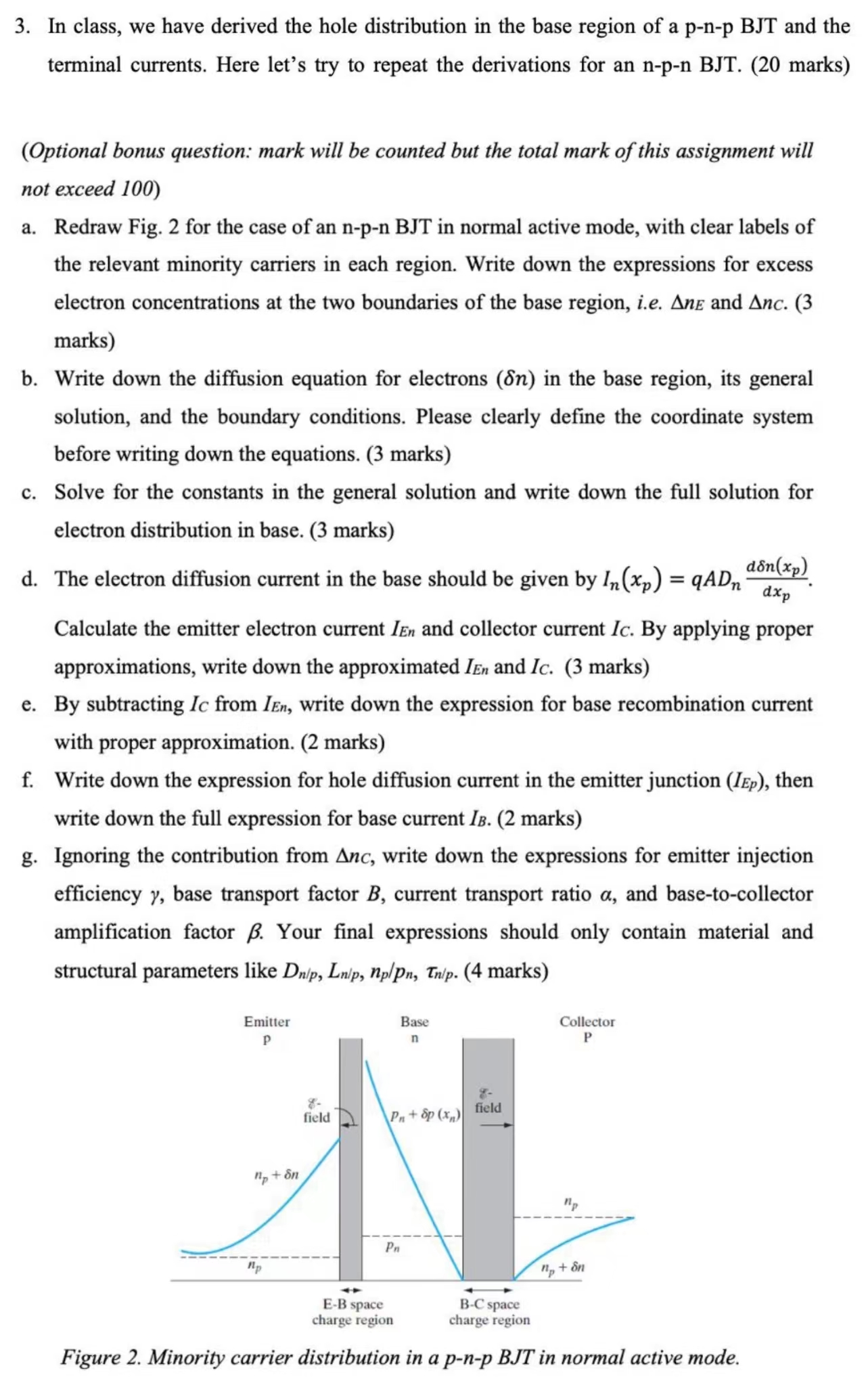 In class, we have derived the hole distribution in | Chegg.com