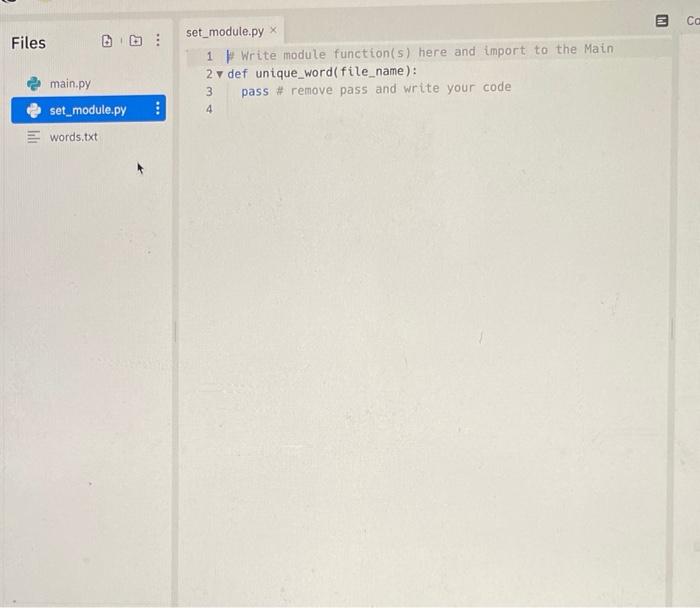 Solved Instructions Unique (non-duplicate) Words Write a | Chegg.com