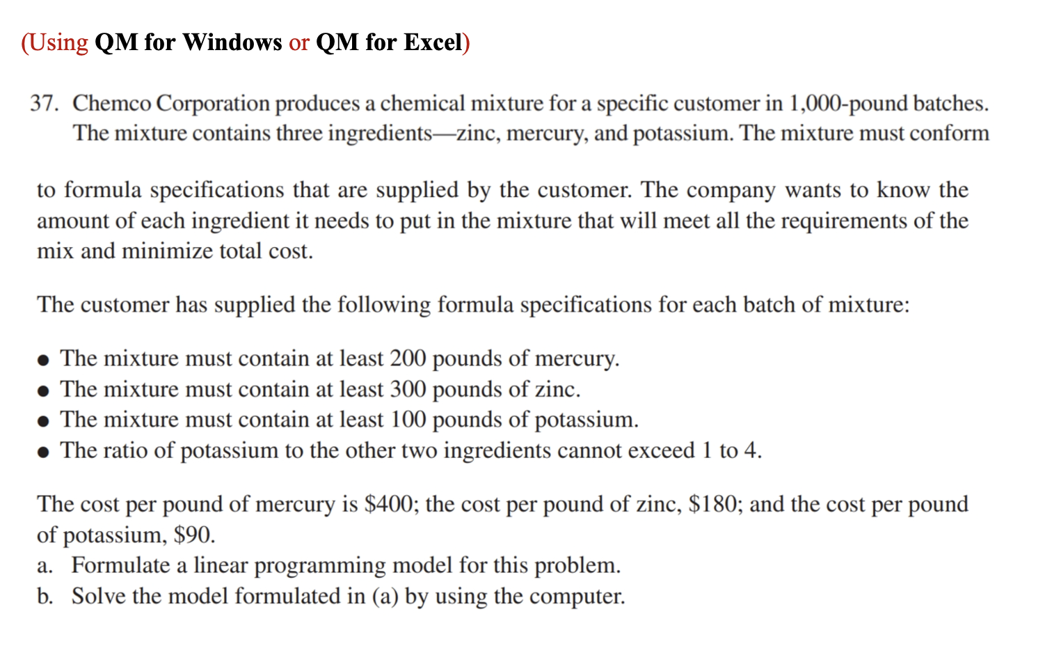 (Using QM for Windows or QM for Excel)37. ﻿Chemco | Chegg.com