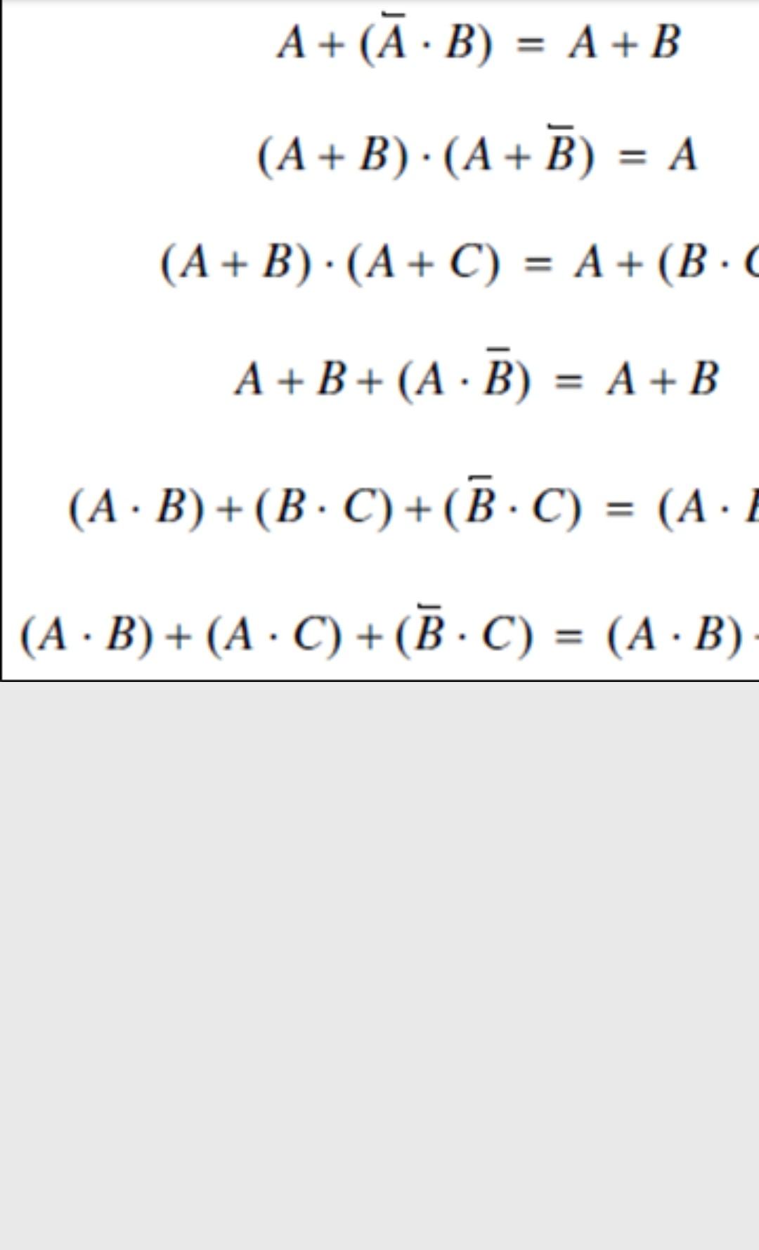 Solved A+ (Ā · B) = A +B (A+B) · (A + B) = A (A + B) · (A + | Chegg.com
