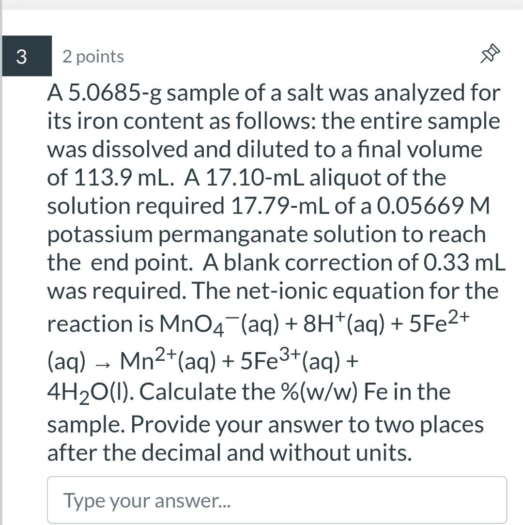 Solved A 5.0685-g sample of a salt was analyzed for its iron | Chegg.com