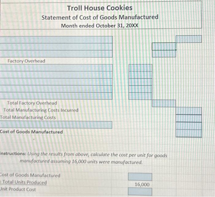 Solved Instructions: Complete the Cost of Goods | Chegg.com