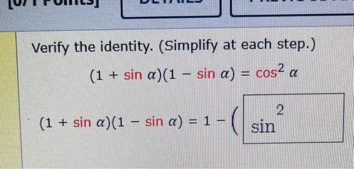 Solved Verify the identity. (Simplify at each step.) (1 + | Chegg.com