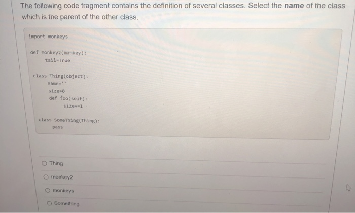 Solved The Following Code Fragment Contains The Definition