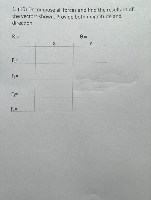 Solved F = 1300# 1. (10) Decompose all forces and find the | Chegg.com