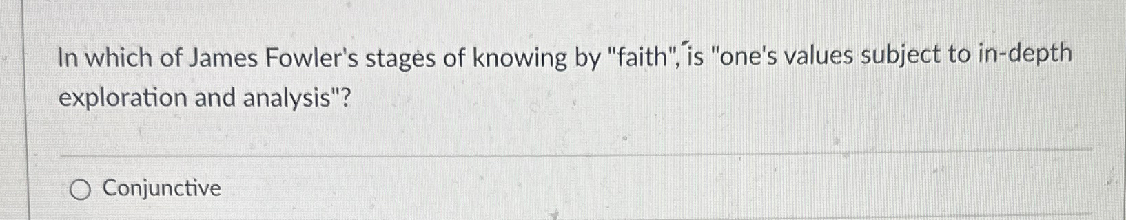 Solved In which of James Fowler's stages of knowing by | Chegg.com