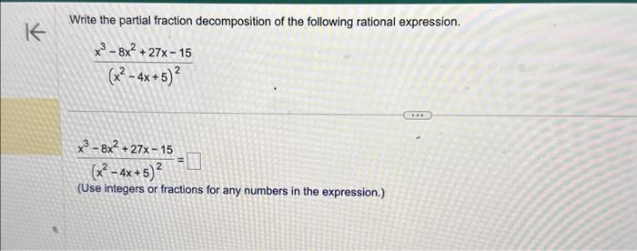 Solved Write the partial fraction decomposition of the | Chegg.com