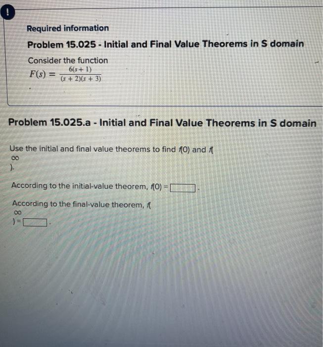 Solved Required information Problem 15.025 - Initial and | Chegg.com