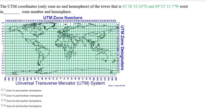 Solved The UTM coordinates (only zone no and hemisphere) of | Chegg.com