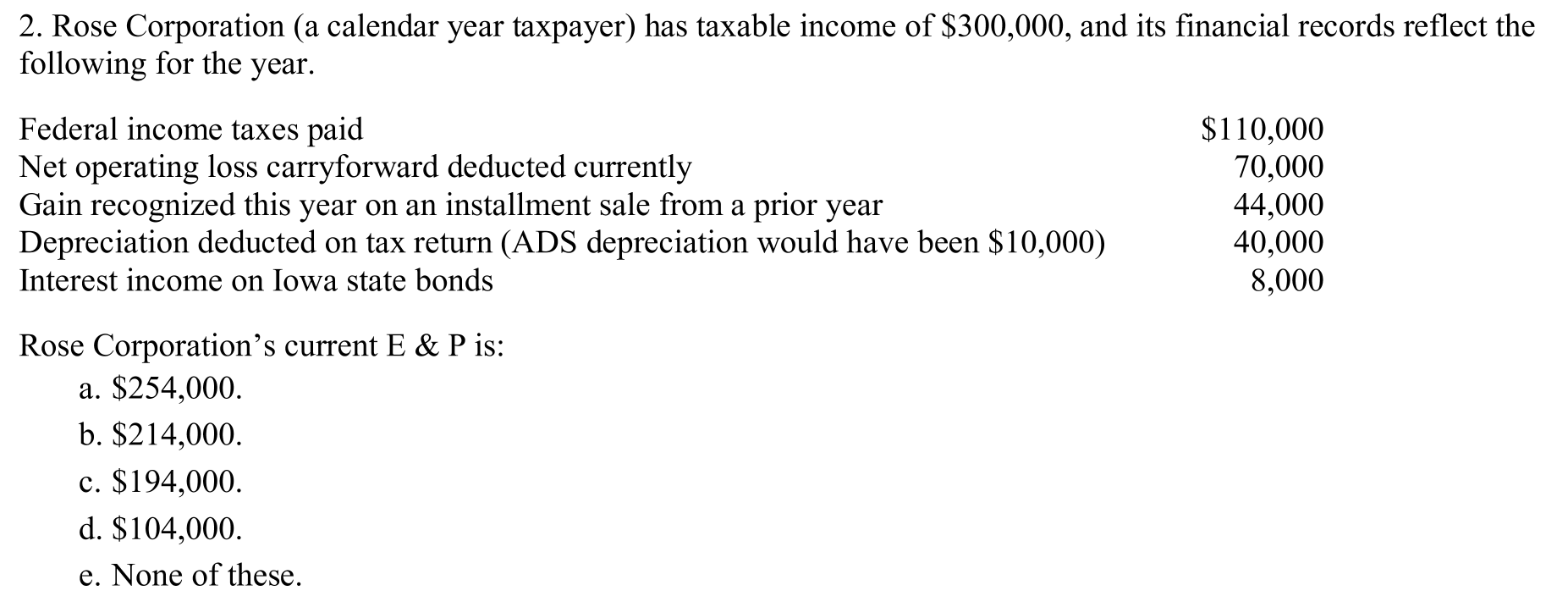 Solved Rose Corporation (a calendar year taxpayer) ﻿has | Chegg.com