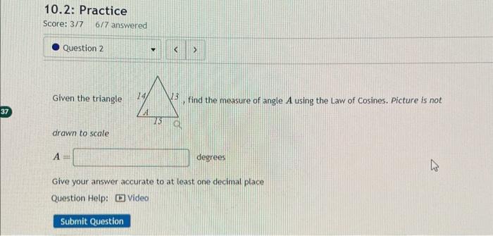 Solved Given the triangle drawn to scale \\[ A= \\] find the | Chegg.com