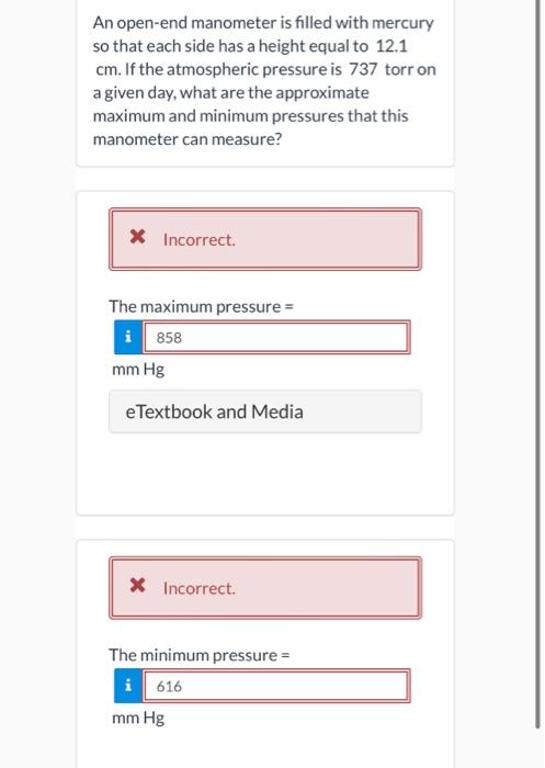Solved An open-end manometer is filled with mercury so that | Chegg.com