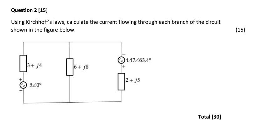 Solved Using Kirchhoff's laws, calculate the current flowing | Chegg.com