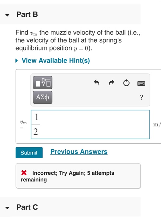 Solved Part Find The Maximum Height Hmax Of The Ball
