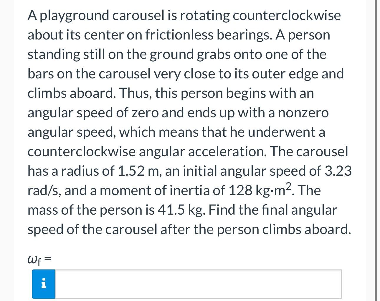 Solved A playground carousel is rotating counterclockwise | Chegg.com