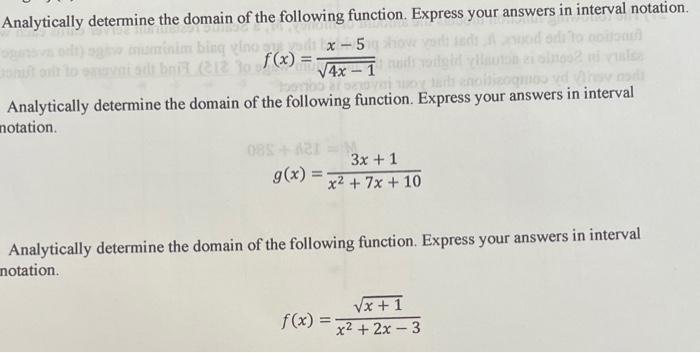 Solved Analytically determine the domain of the following | Chegg.com