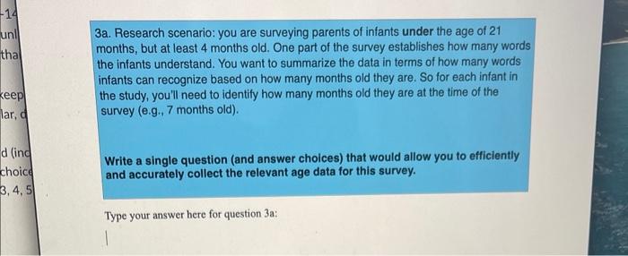 Solved 3a. Research scenario: you are surveying parents of | Chegg.com