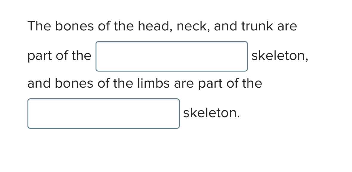 Solved The bones of the head, neck, and trunk are part of | Chegg.com