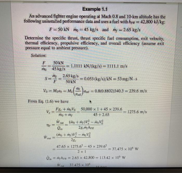 Solved Problems 1.1 Calculate the uninstalled thrust for | Chegg.com