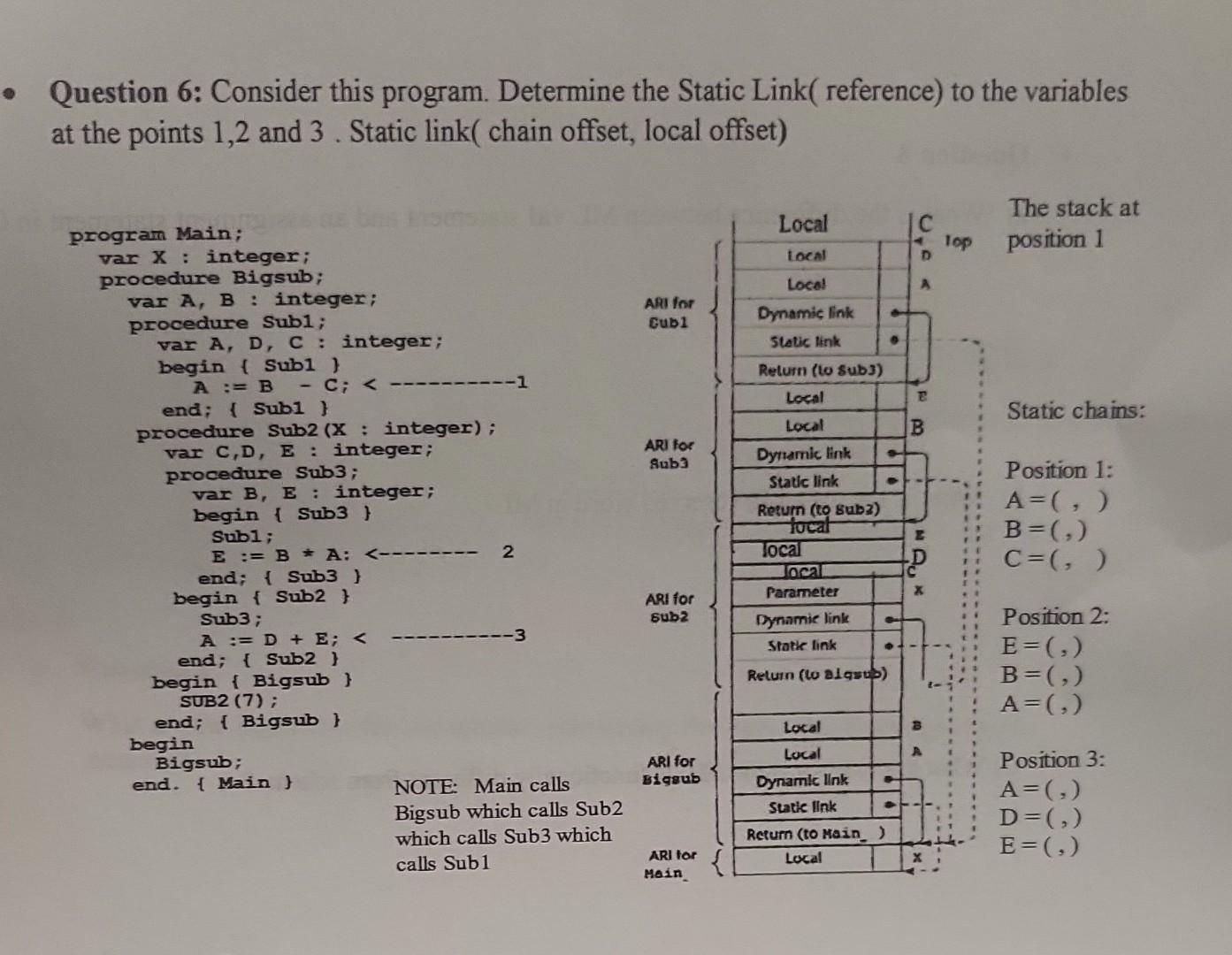 Solved Question 6: Consider this program. Determine the | Chegg.com