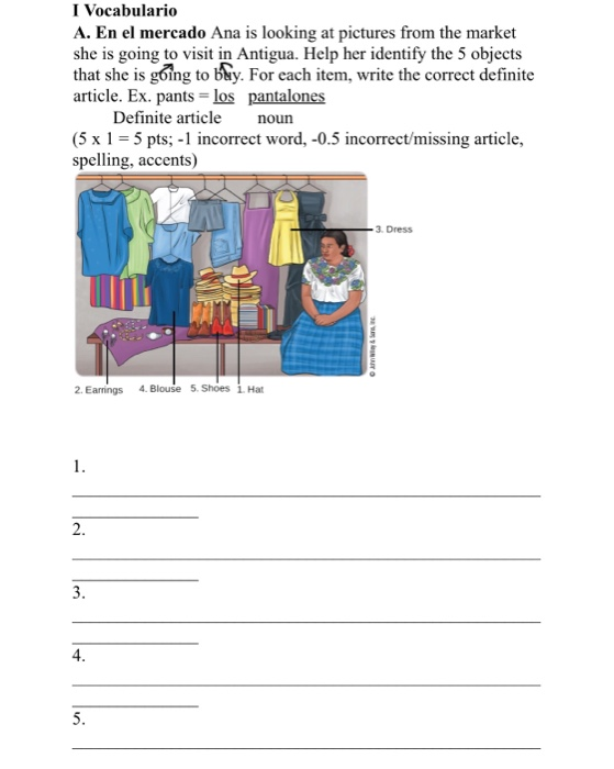 Solved I Vocabulario A. En el mercado Ana is looking at | Chegg.com