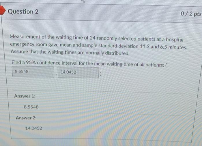 Solved Measurement of the waiting time of 24 randomly | Chegg.com
