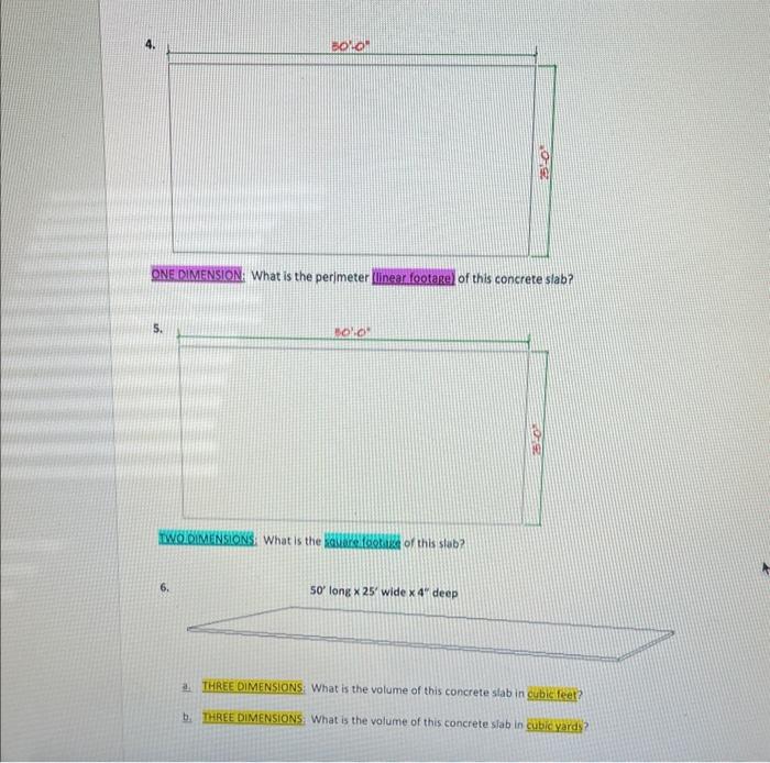 Solved ONE DIMENSION: What is the perimeter linear footagel | Chegg.com