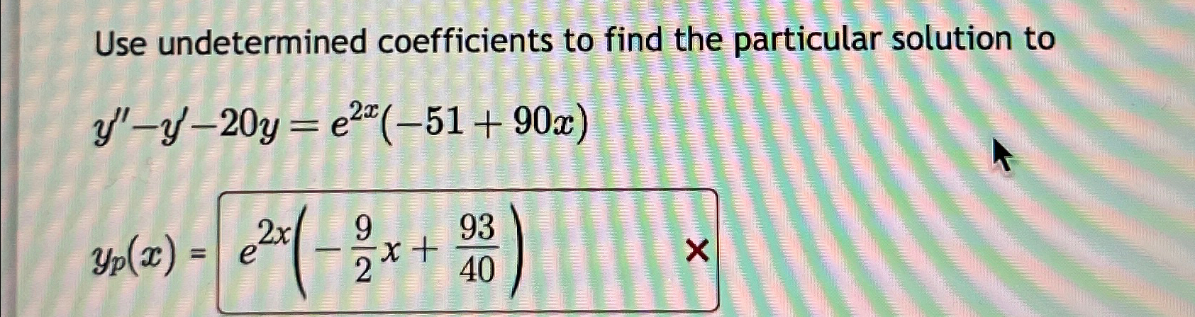 Solved Use undetermined coefficients to find the particular | Chegg.com