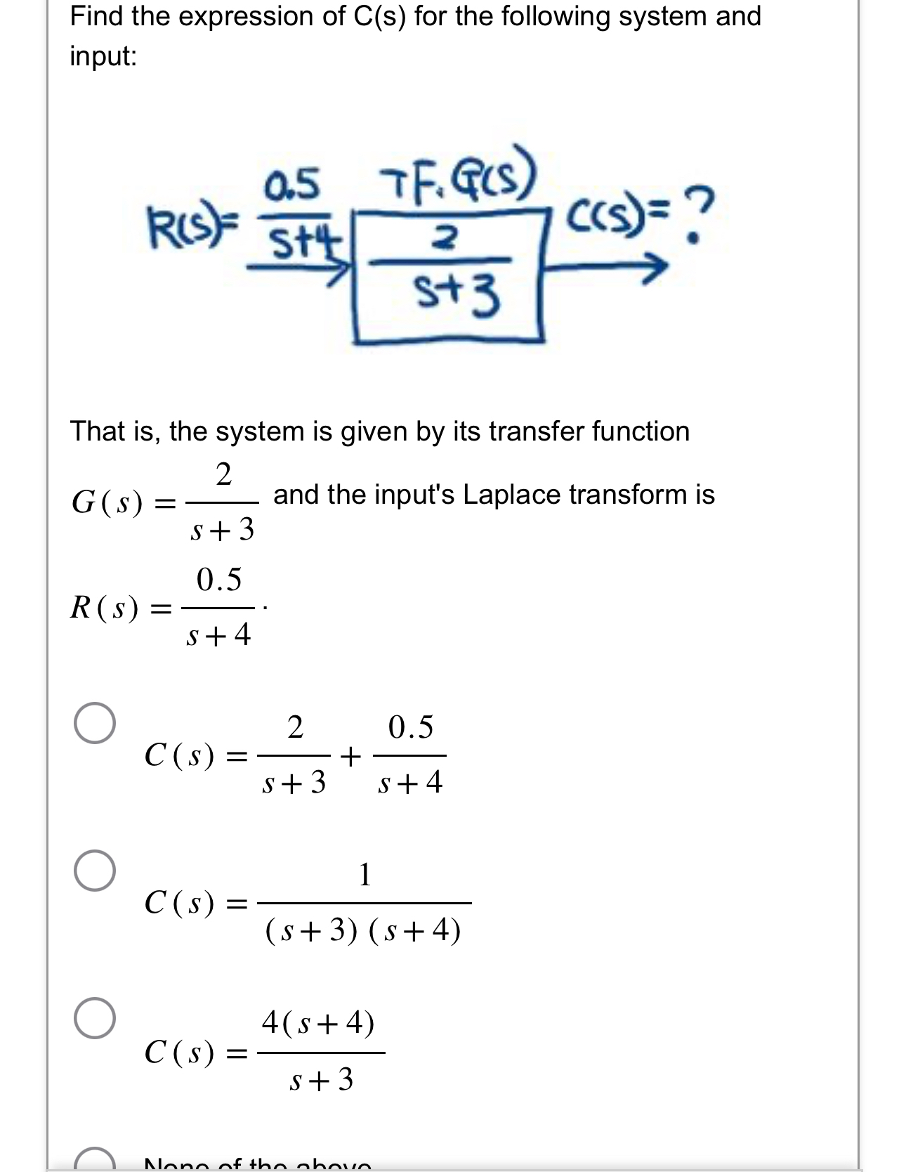 Solved Find the expression of C(s) ﻿for the following system | Chegg.com
