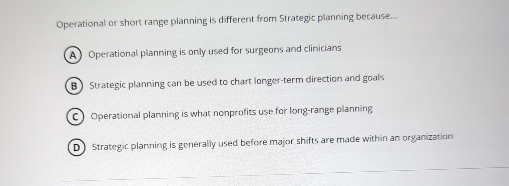 Solved Operational or short range planning is different from | Chegg.com