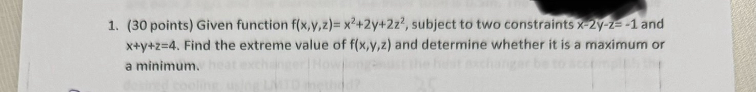 Solved ( 30 ﻿points) ﻿Given function f(x,y,z)=x2+2y+2z2, | Chegg.com