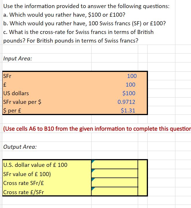 Solved Use the information provided to answer the following | Chegg.com