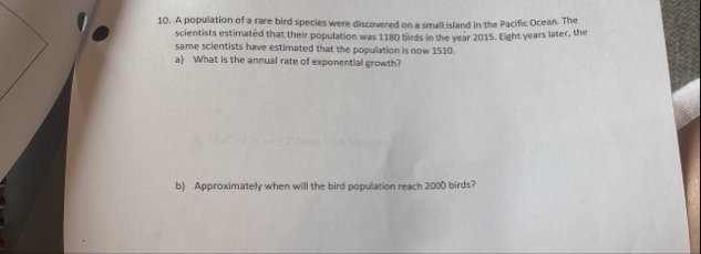 Solved A population of a rare bird species were discovered | Chegg.com